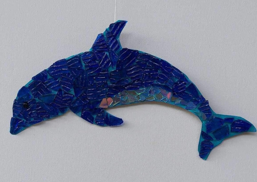 Reflective Blue Glass Dolphin on Copper Hanger Wall Decor Pool Deck - Etsy