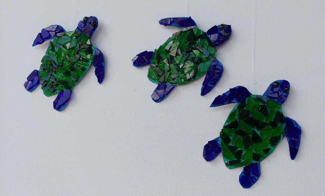 Set of 3 Baby Sea Turtles Glass Green Blue Sea Life - Etsy
