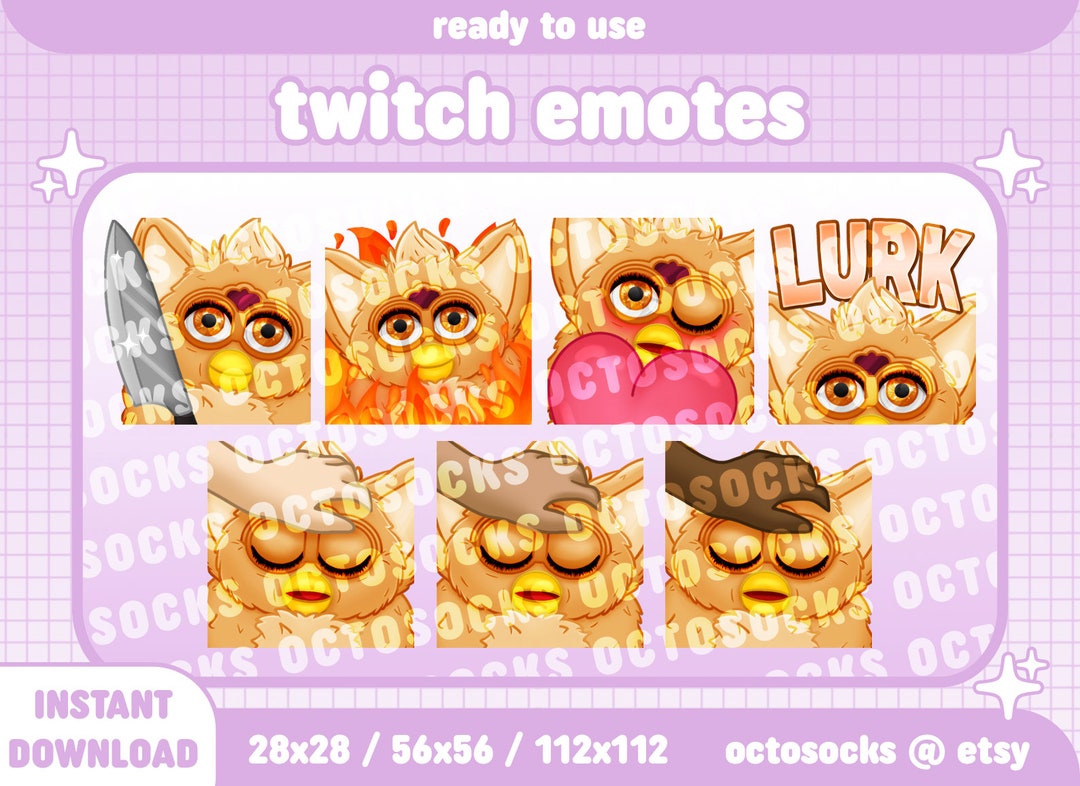 5 Emotes | Furby | 90s | Retro | Orange | Twitch | Discord | Lurk ...