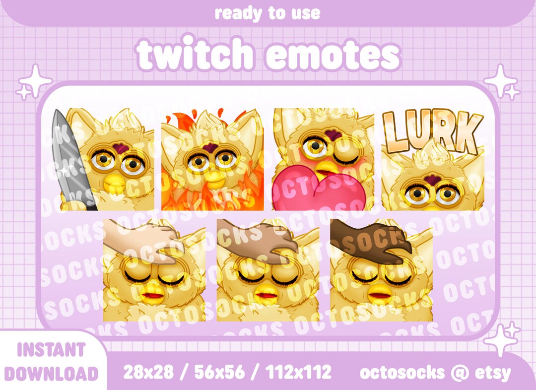 5 Emotes | Furby | 90s | Retro | Yellow | Twitch | Discord | Lurk ...
