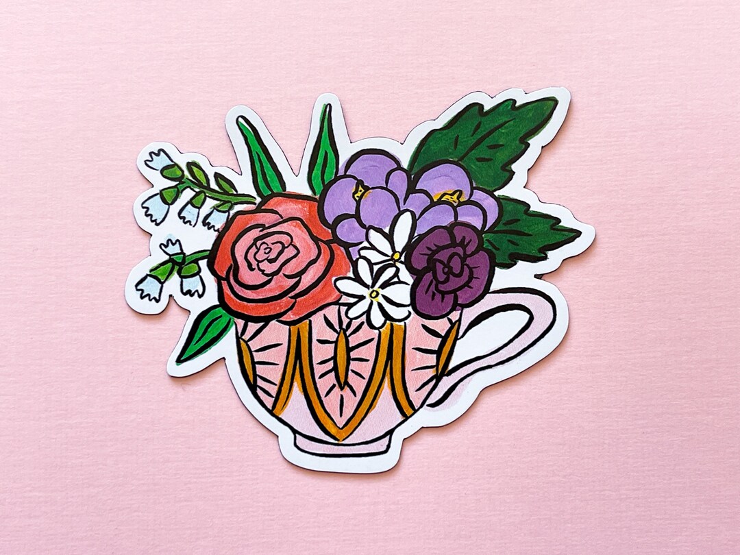 Flower Teacup - Magnet - Floral - Flower Magnet- Teacup Magnet - Tea ...