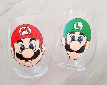 Super Mario Bros Whiskey Glass / Mario and Luigi / Wine / Beer ...