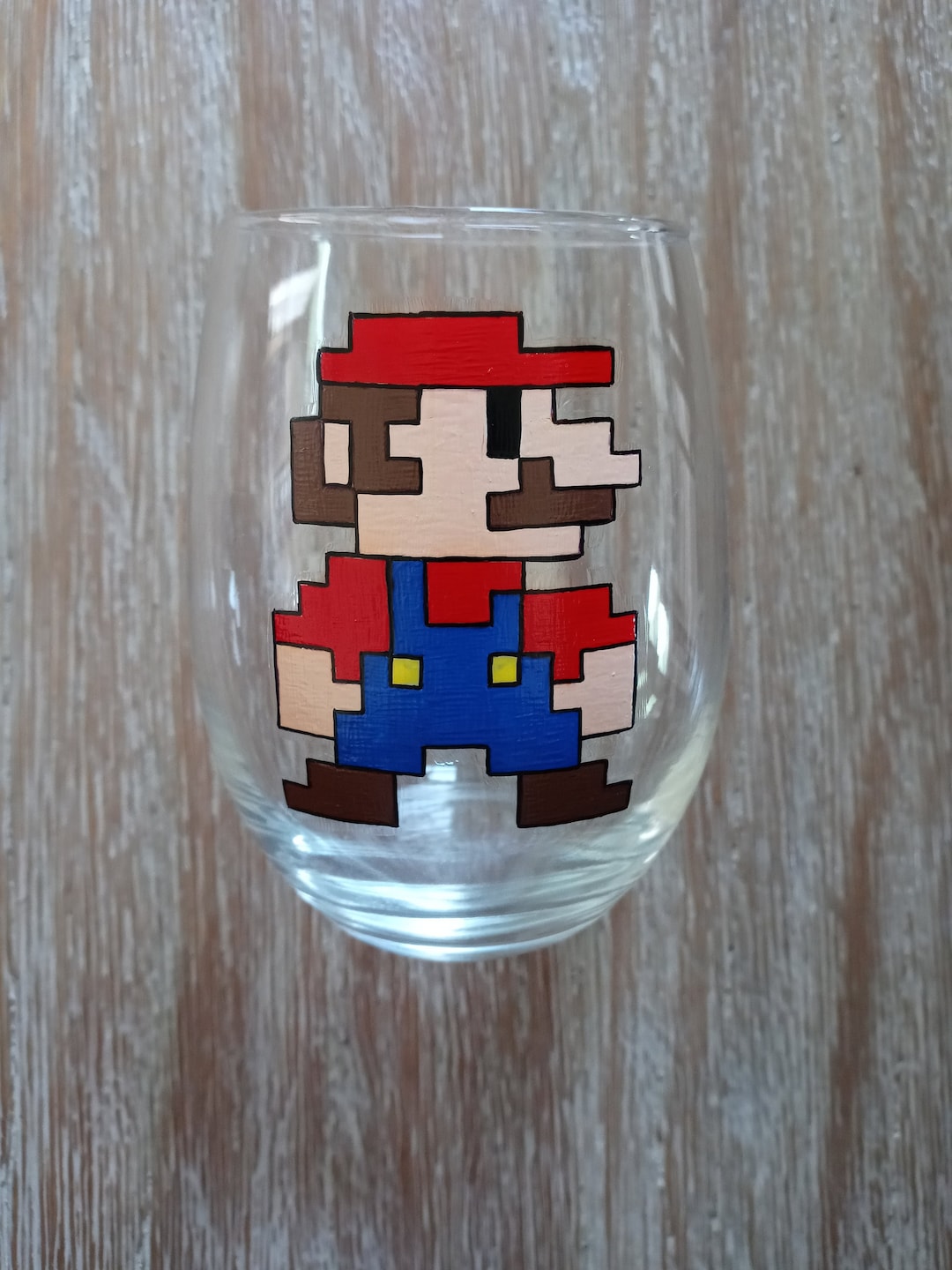 Super Mario Brothers Classic Retro Mario Hand Painted Wine or - Etsy