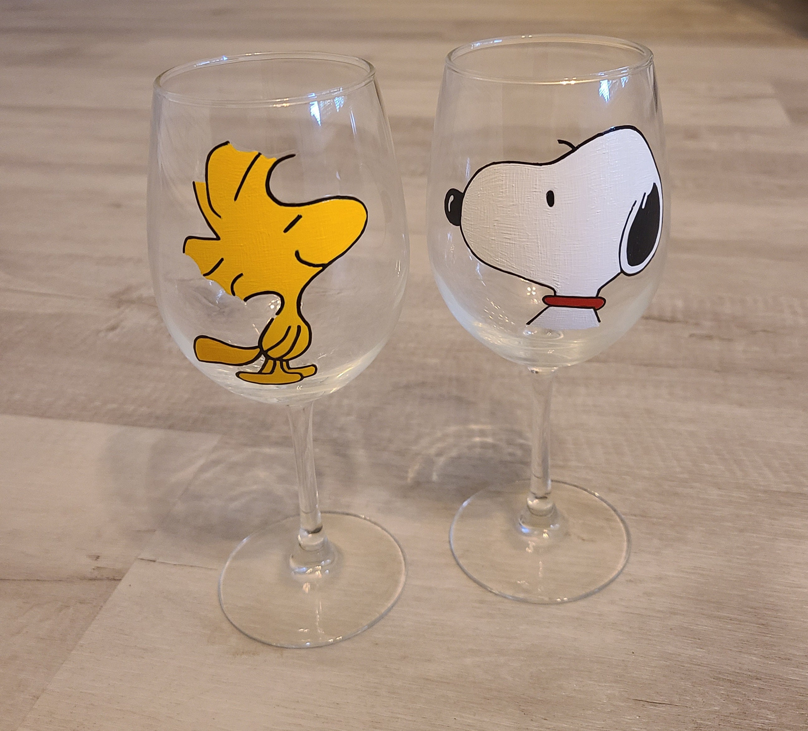Hand Painted Snoopy and Woodstock Wine Glasses or Pint - Etsy