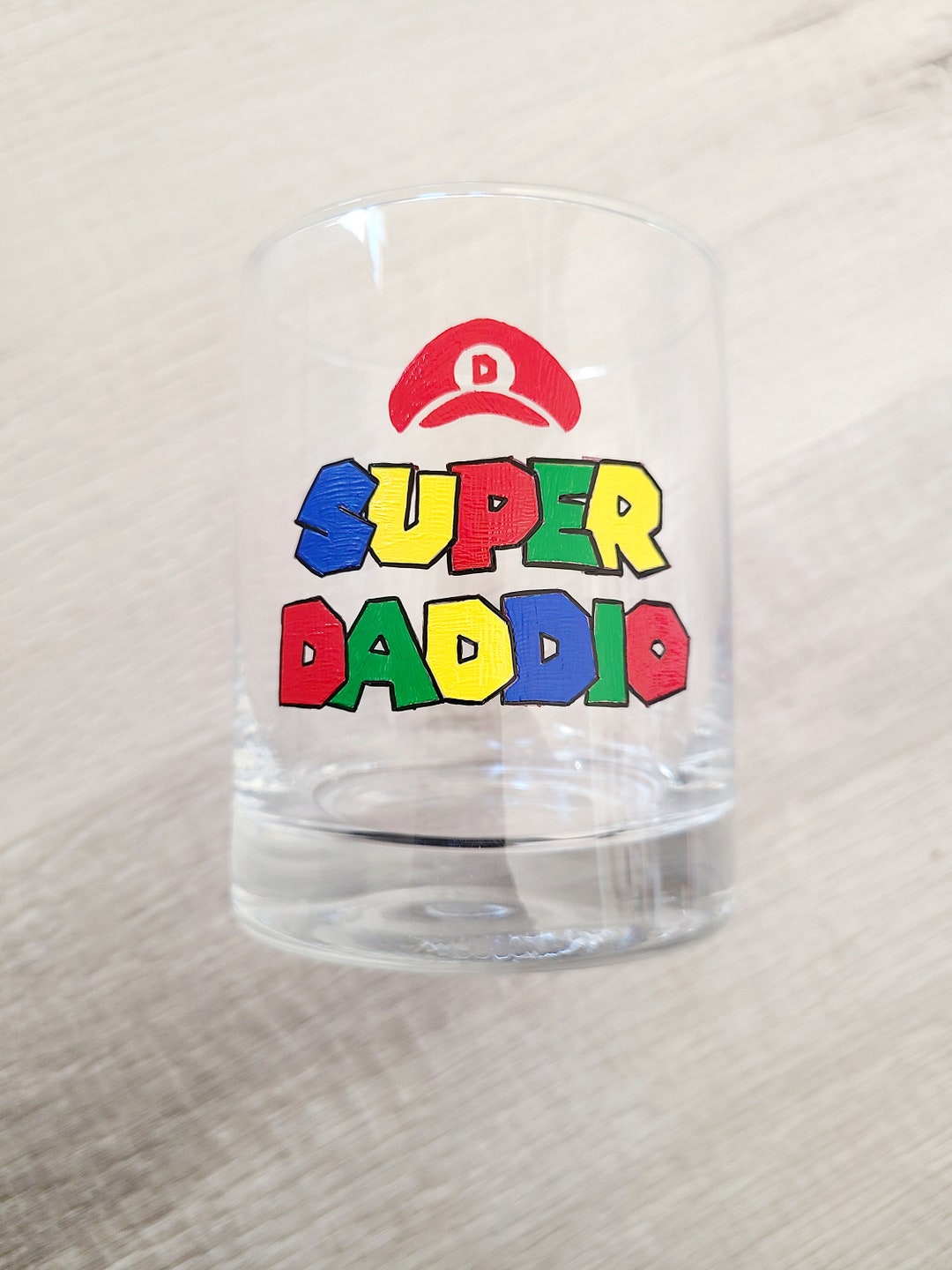 Hand Painted Super Mario "super Daddio" Whiskey Glass / Perfect Gift ...