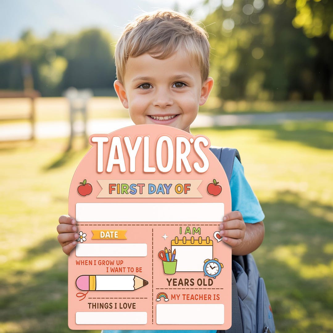 Personalized First and Last Day School Sign, Custom Back to School Sign ...
