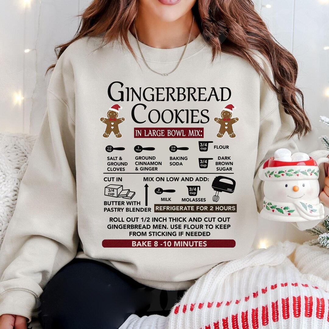 Christmas Gingerbread Cookies Recipe Sweatshirt, Christmas Sweater ...
