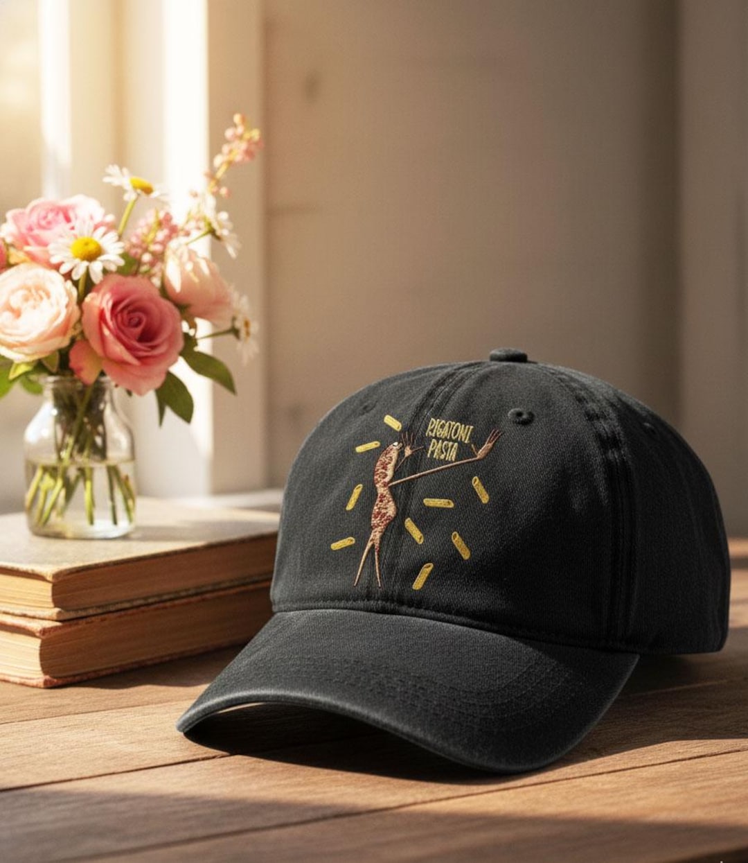 Marcus the Worm Embroidered Cap, Rigatoni Pasta Cap, Marcus the Worm ...