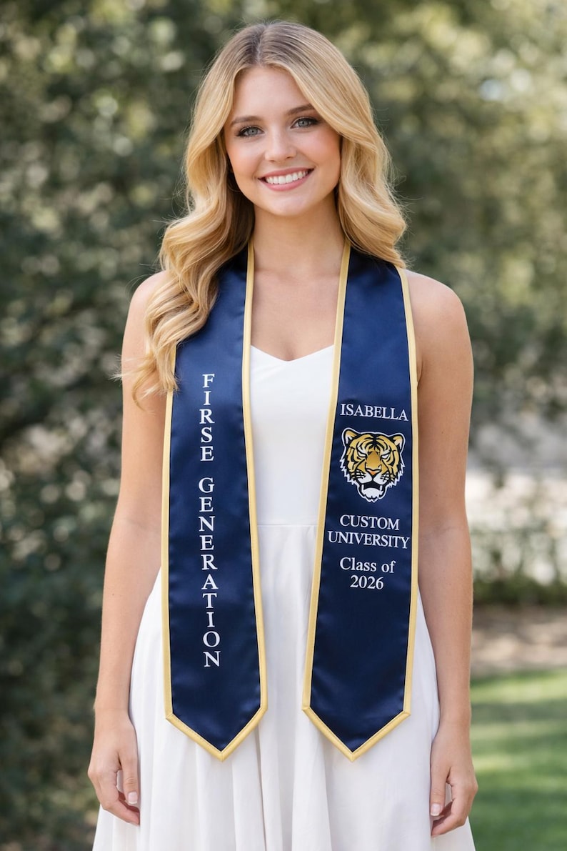 Custom Your Design Text Logo Graduation Stole, Personalized Graduation ...