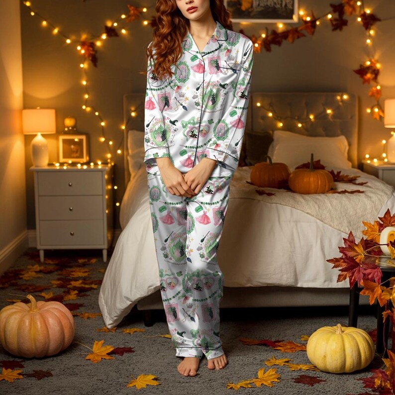 Wicked Pajama Set, Glinda & Elphaba Inspired Sleepwear, Wicked Movie ...