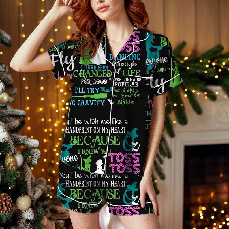 Wicked Pajama Set, Glinda & Elphaba Inspired Sleepwear, Wicked Movie ...