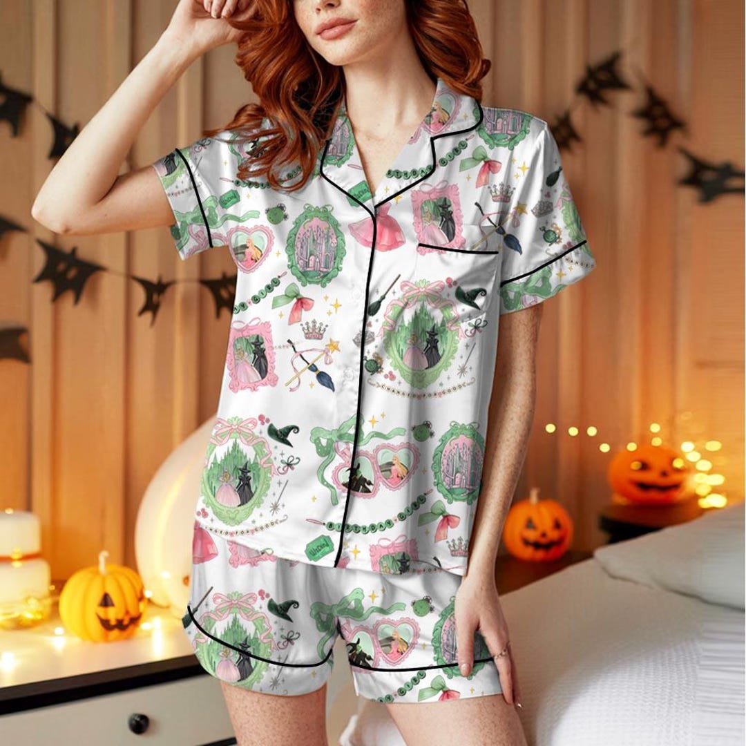 Wicked Pajama Set, Glinda & Elphaba Inspired Sleepwear, Wicked Movie ...