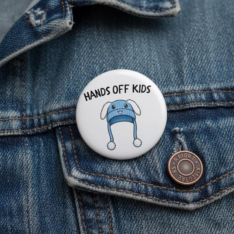 Hands off Kids Pin Button, Liam Pin Button, Hands off Protest Pin ...