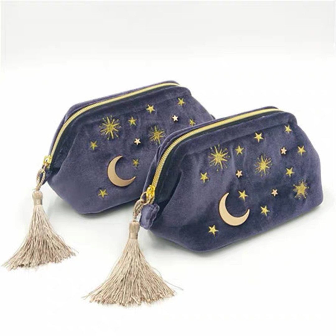 New Star Moon Design Cosmetics Bags& Makeup Bags Velvet Inlaid Star ...