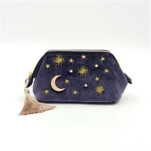 New Star Moon Design Cosmetics Bags& Makeup Bags Velvet Inlaid Star ...