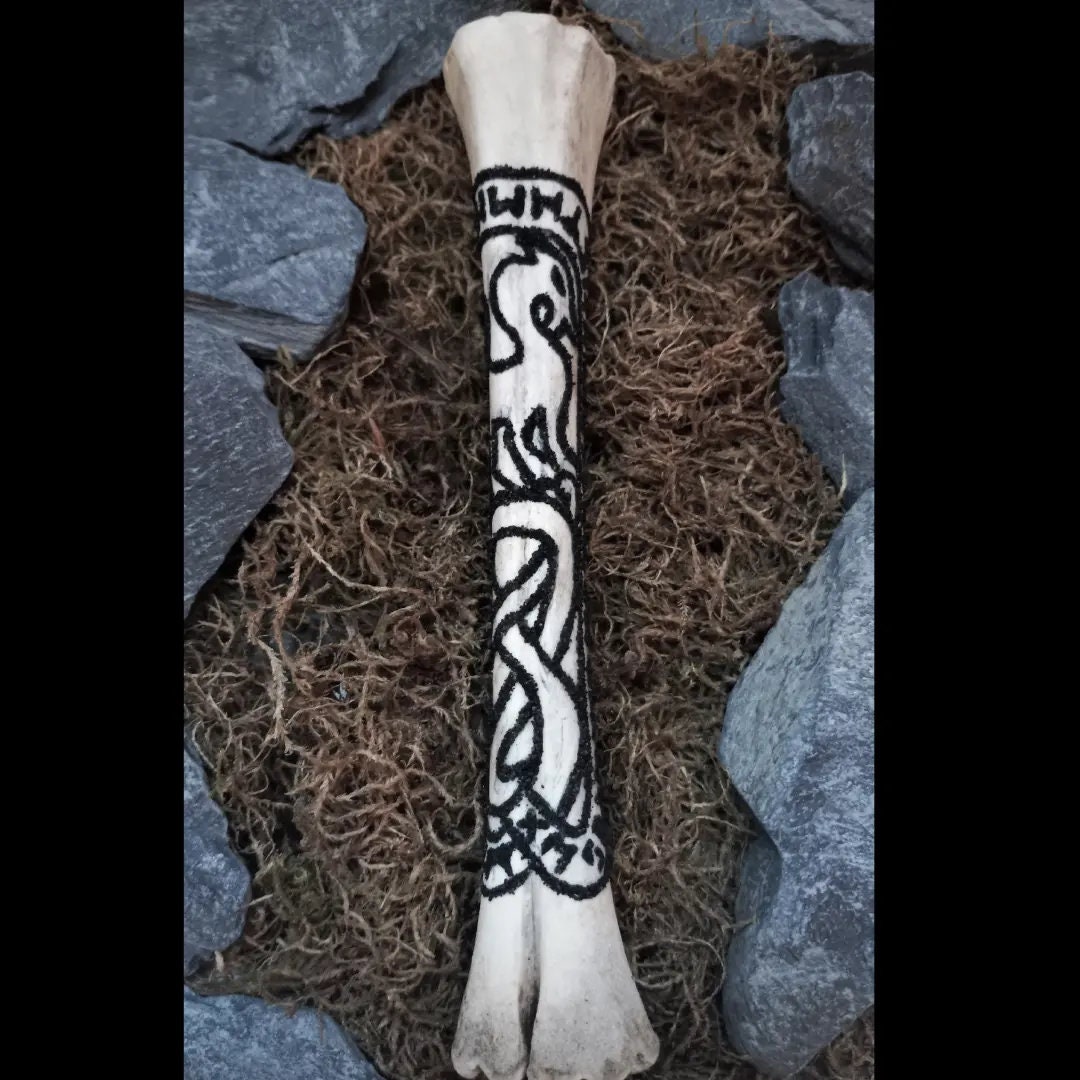 Garm Fenrir Norse Bone Carving With Volcanic Black Sand - Etsy