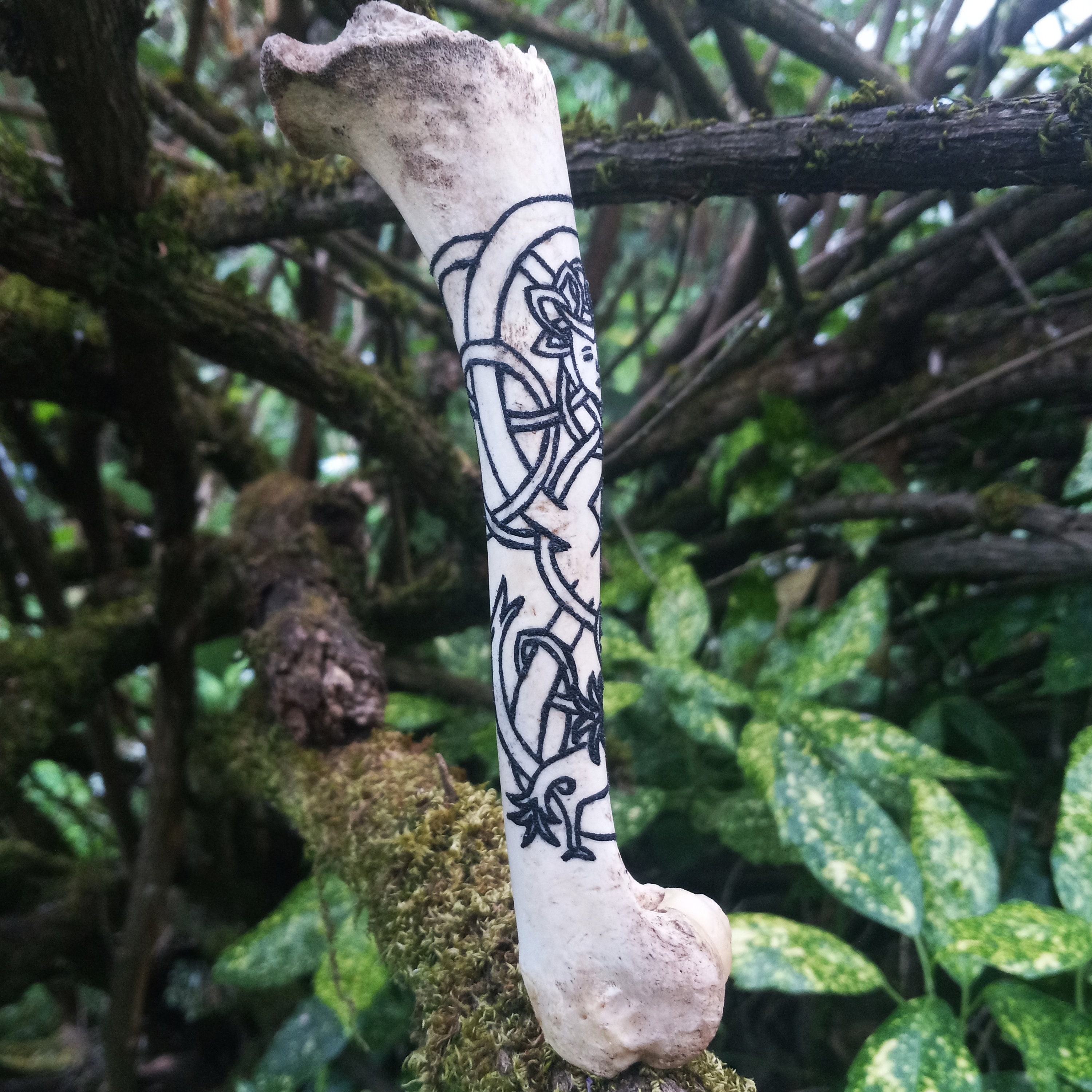 Freya Norse Goddess Bone Carving With Knotwork Design, Bindrune, and ...