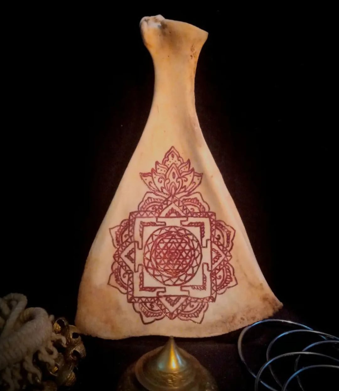 Shiva and Shakti Deer Scapula Carving With Sri Yantra and Mehndi Henna ...
