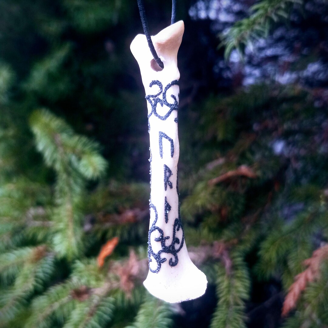 Urd Bone Pendant With Volcanic Black Sand - Etsy
