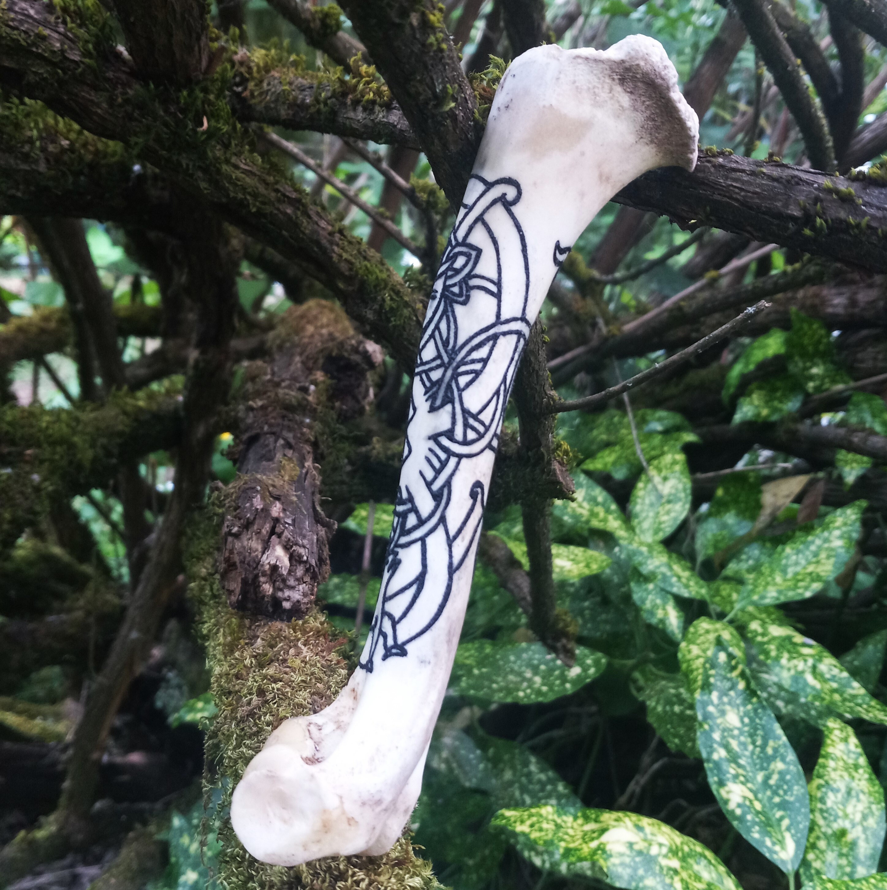 Freya Norse Goddess Bone Carving With Knotwork Design, Bindrune, and ...