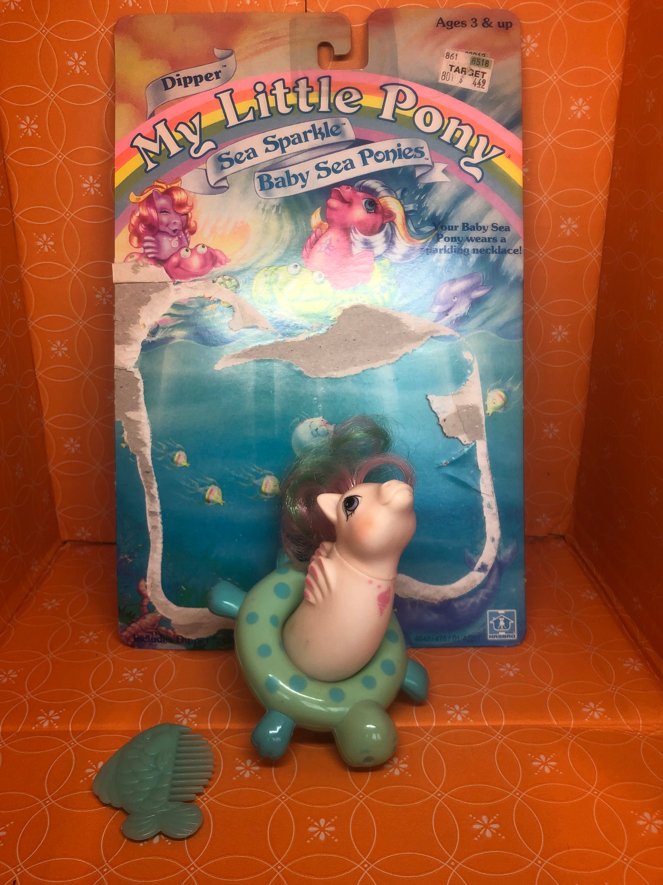 My Little Ponies Baby Sea Pony “dipper” With Back Card, Turtle Floatie ...