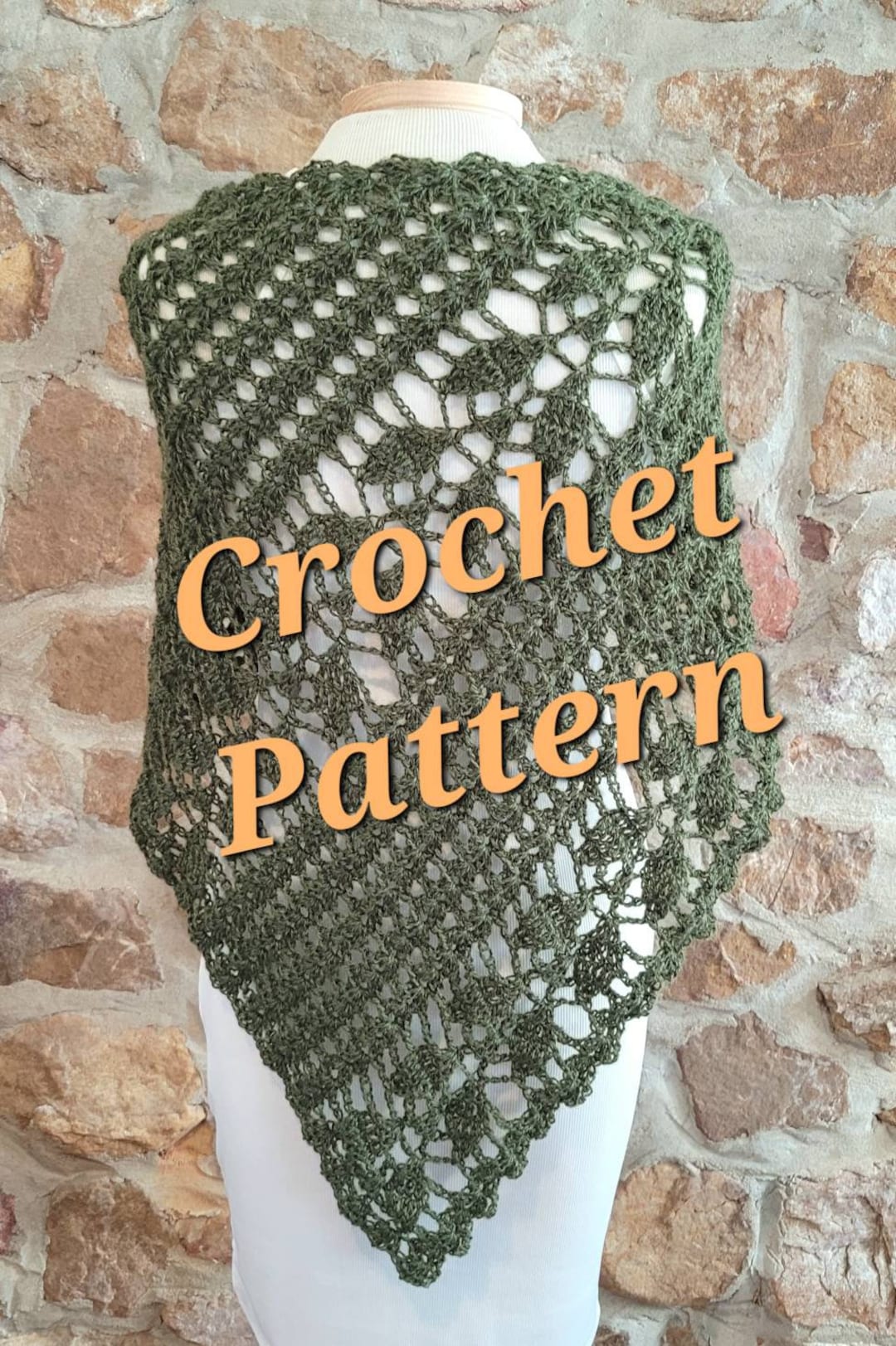CROCHET PATTERN, Climbing Leaves Stripe Shawl, Fall or Spring, Triangle ...