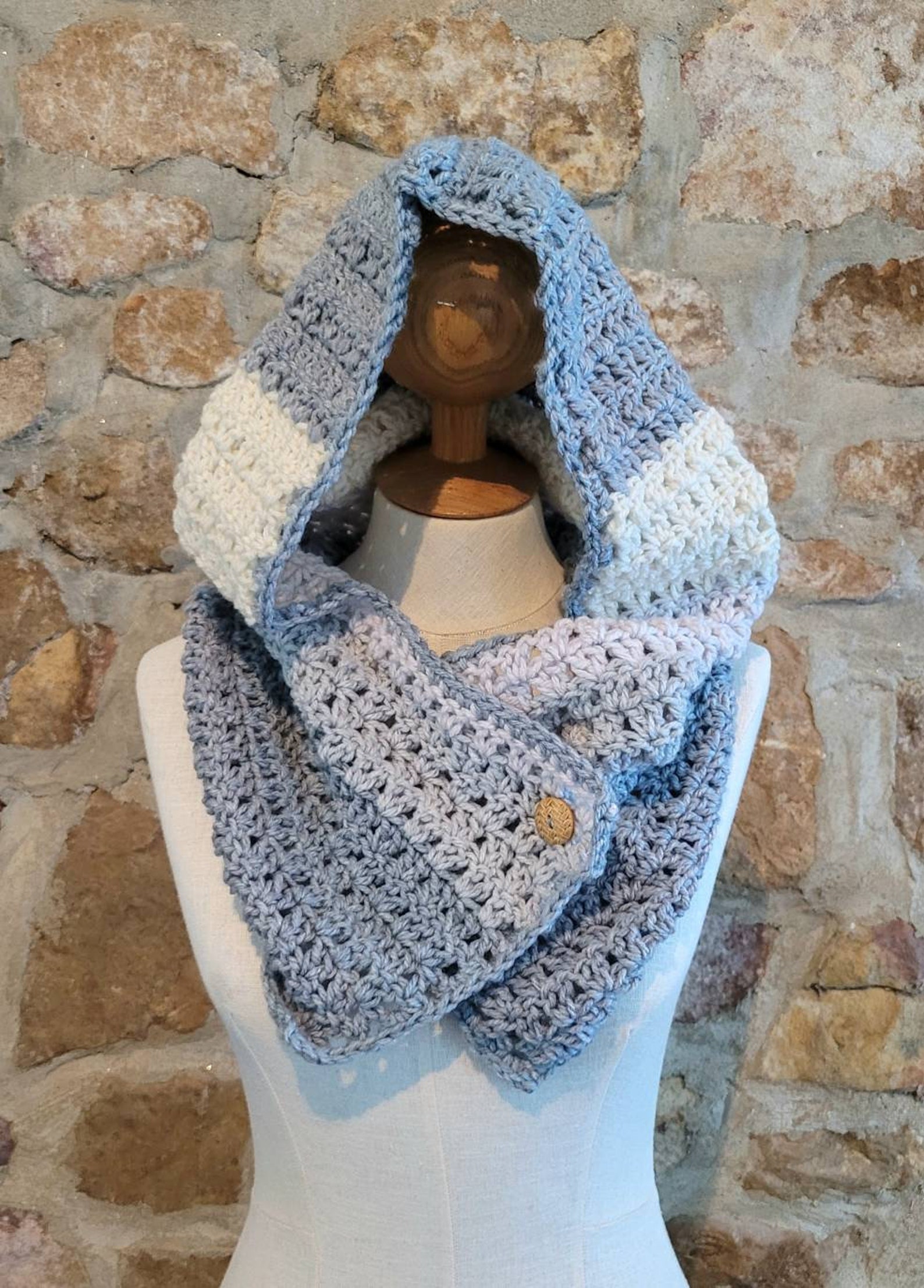 3 in 1 CROCHET PATTERN, 2x2 Hooded Scarf, Easy Gift, Button Cowl Pocket ...