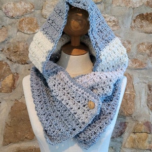 3 in 1 CROCHET PATTERN, 2x2 Hooded Scarf, Easy Gift, Button Cowl Pocket ...