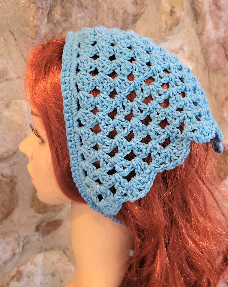 Cottagecore Cotton Head Scarf Hair Bandana Turquoise Blue - Etsy