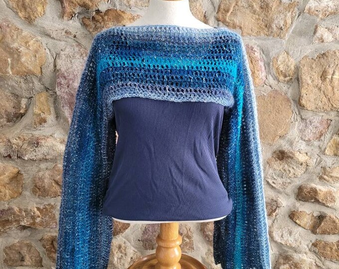 Crop Arm Sweater Arm Warmer Winter Teal Stripes Multi - Etsy