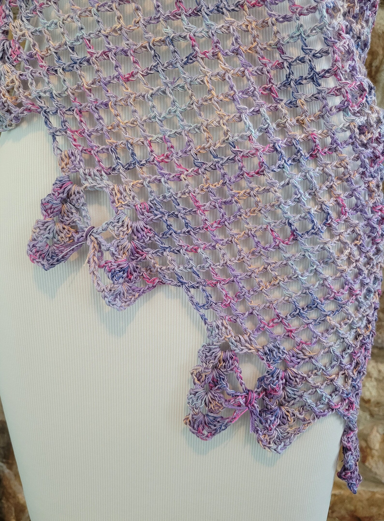 CROCHET PATTERN, Butterfly Wing Shawl, Asymmetric Triangle Wrap, Cotton ...