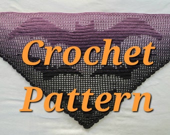 CROCHET PATTERN, Halloween Bat Shawl, Halloween Accessory, Filet Bat ...