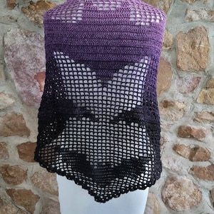 CROCHET PATTERN, Cloud of Bats Shawl, Halloween Accessory, Filet Bat ...