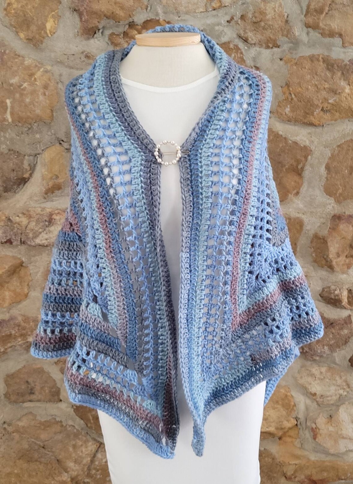 CROCHET PATTERN, Mesh Center Triangle Shawl, Crochet Wrap, One Cake ...