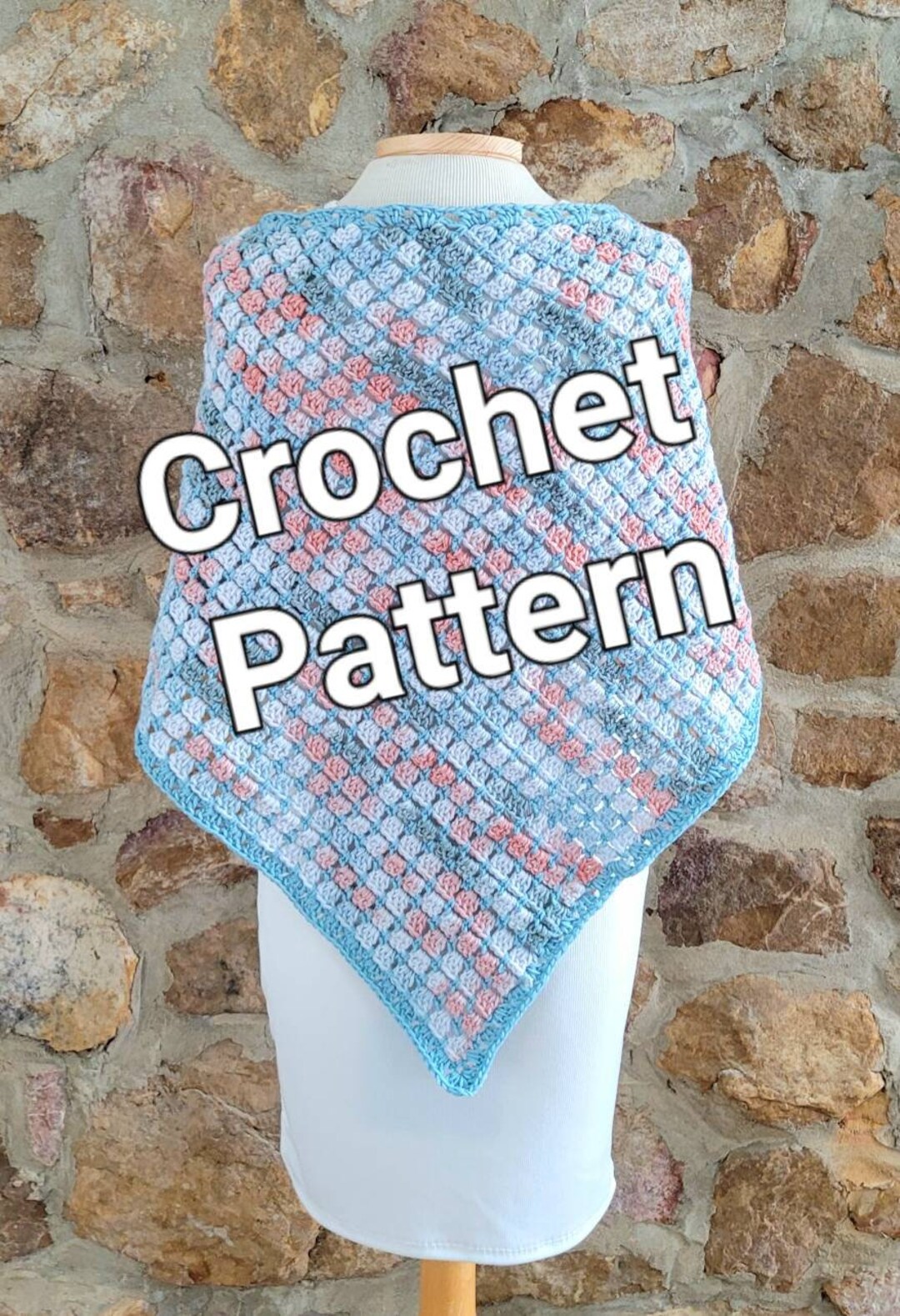 CROCHET PATTERN, Glass Tiles Bias Shawl, Variegated Wrap, Easy Quick ...