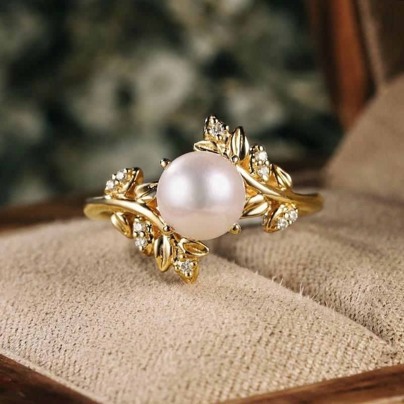 Pearl Engagement Ring - Etsy