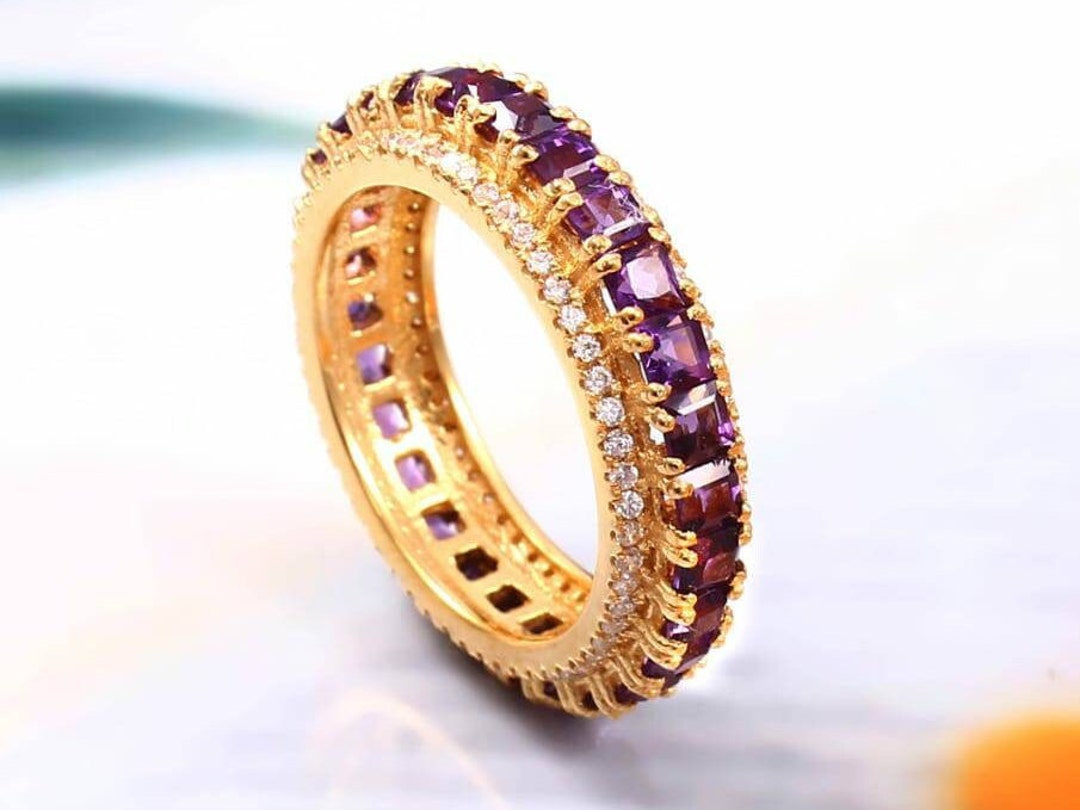 Amethyst Band Diamond Amethyst Wedding Band Full Eternity Band ...
