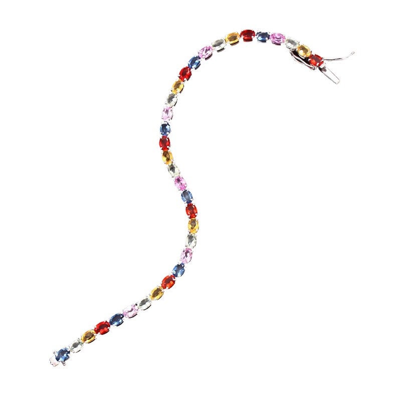 Rainbow Sapphire Bracelet Multi-color Sapphire 925 Solid - Etsy