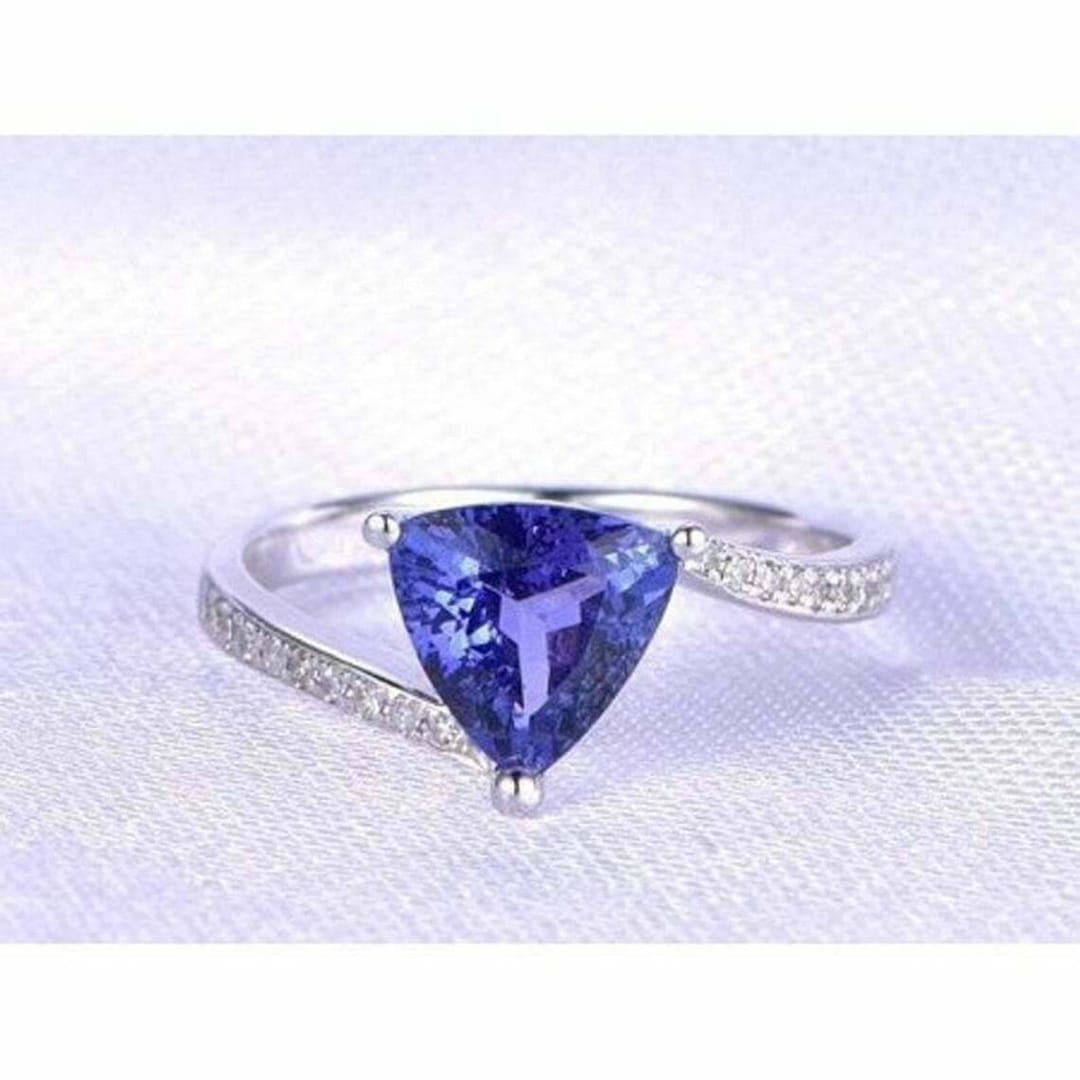 Unique Tanzanite Diamond Ring 925 Silver Tanzanite Ring, Wedding Blue ...