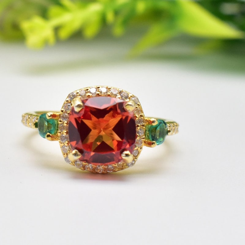 Orange Gemstone Ring - Etsy