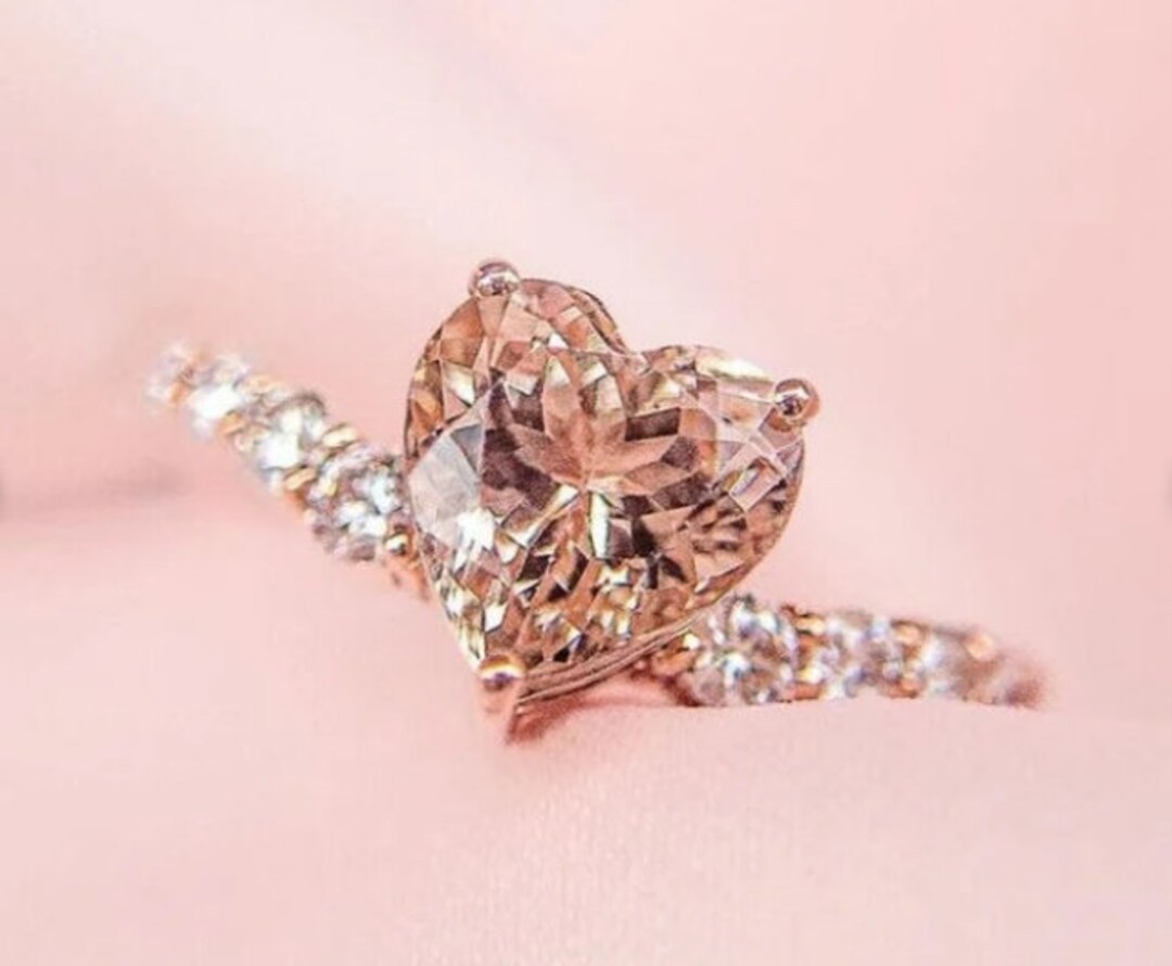 Heart Cut Morganite Engagement Ring, 2 Carats 88 Mm Heart Shaped ...