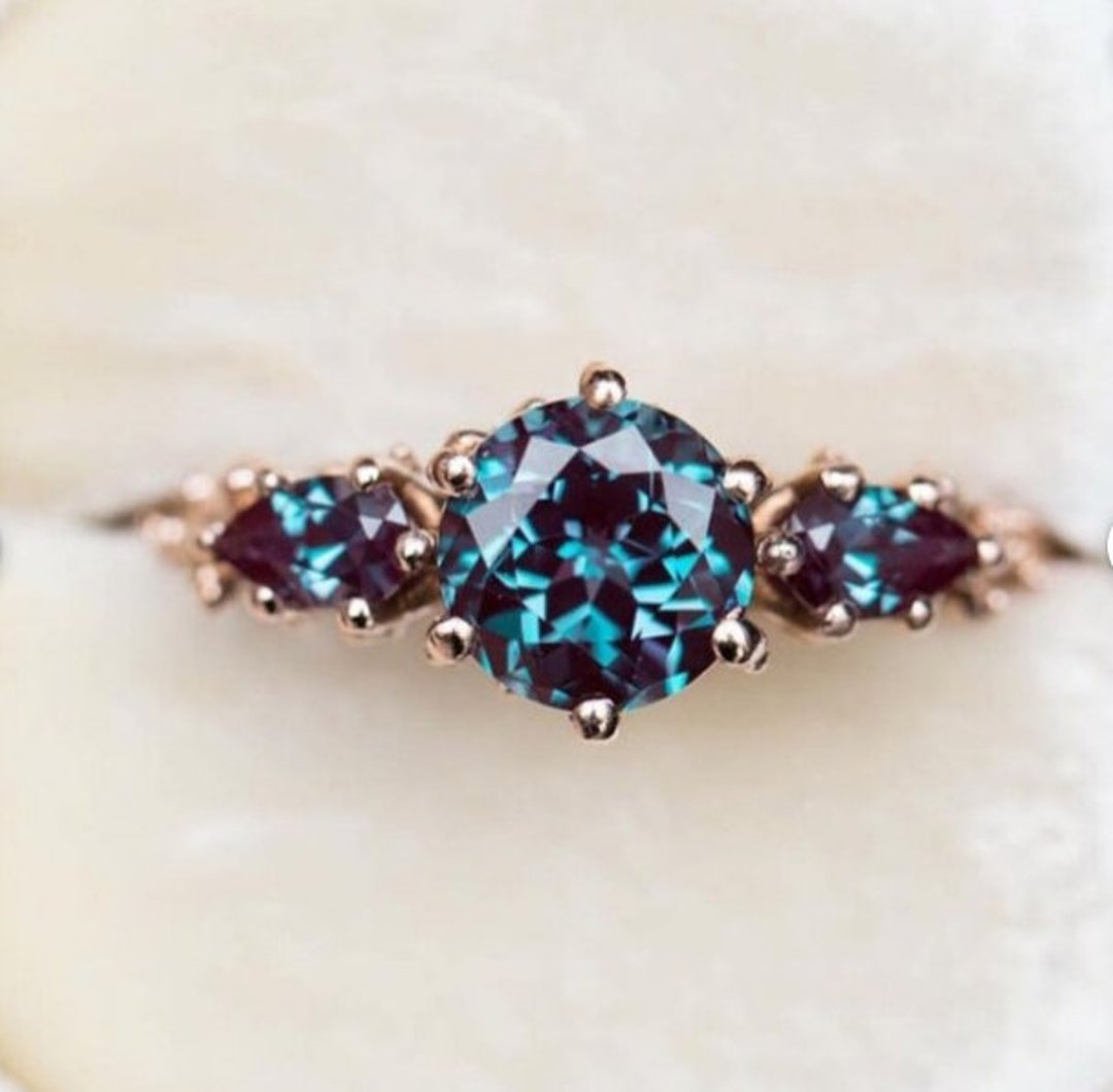 Dainty Band Alexandrite Band 925 Silver Band Women Cluster Lab ...