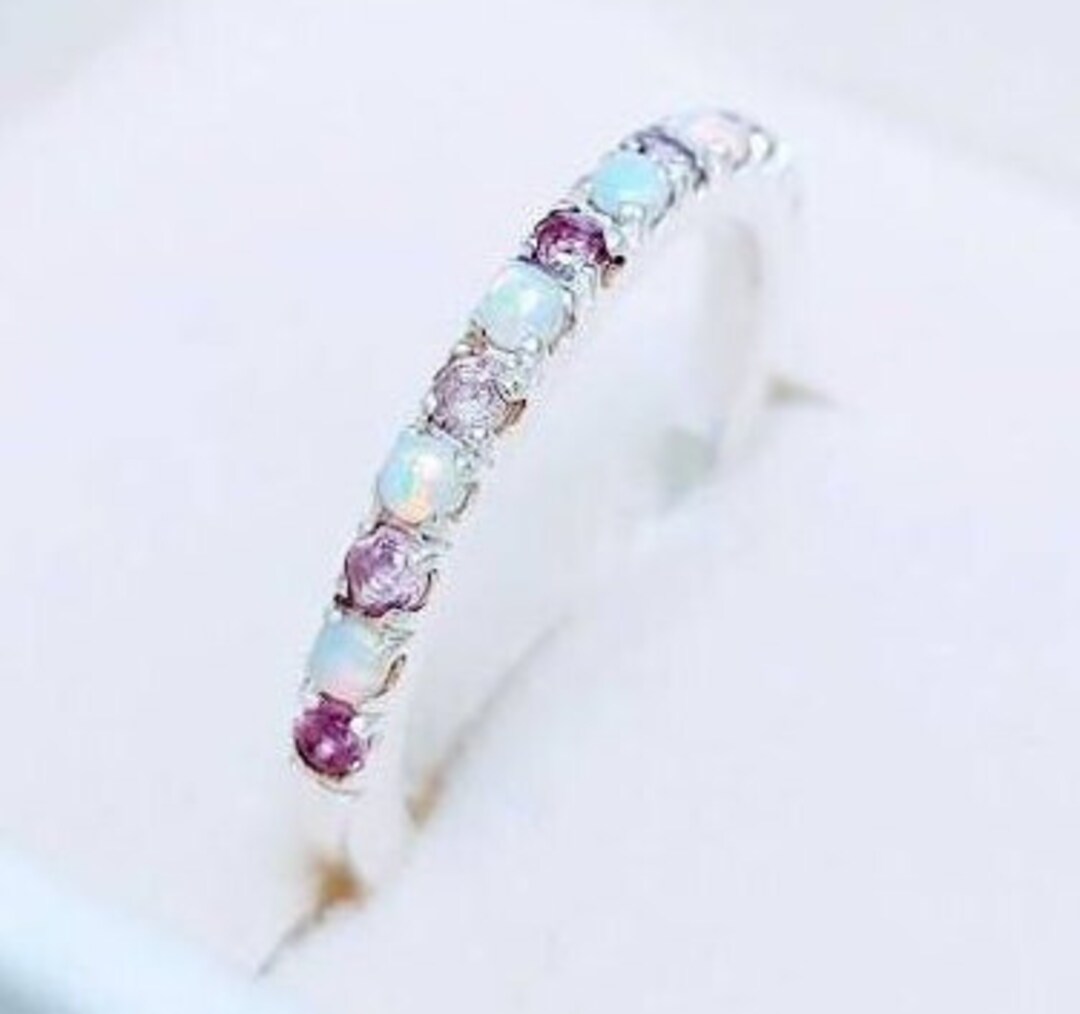 Opal & Alexandrite Ring, Alexandrite Wedding Band, Opal Alexandrite ...