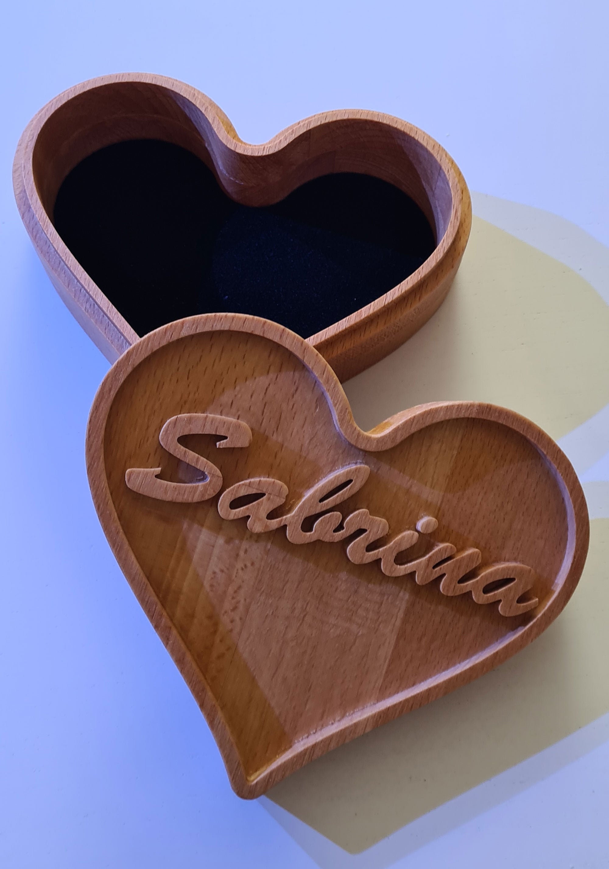 Casket in heart shape with raised lettering | Etsy