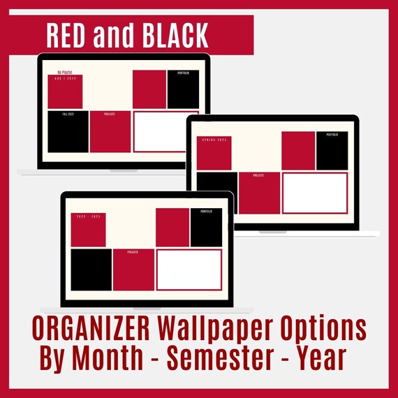 2022 2023 DESKTOP ORGANIZER in Red and Black With Matching - Etsy