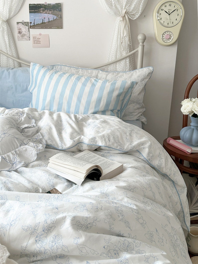 Cottagecore Pastoral Bedding Set, Shabby Chic Floral Cotton Beddings ...