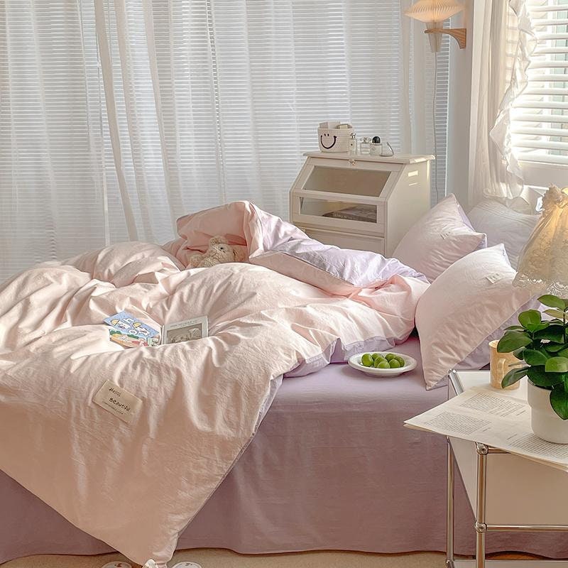Aesthetic Room Pastel Bedding Set 100% Cotton Bedsheet Set - Etsy