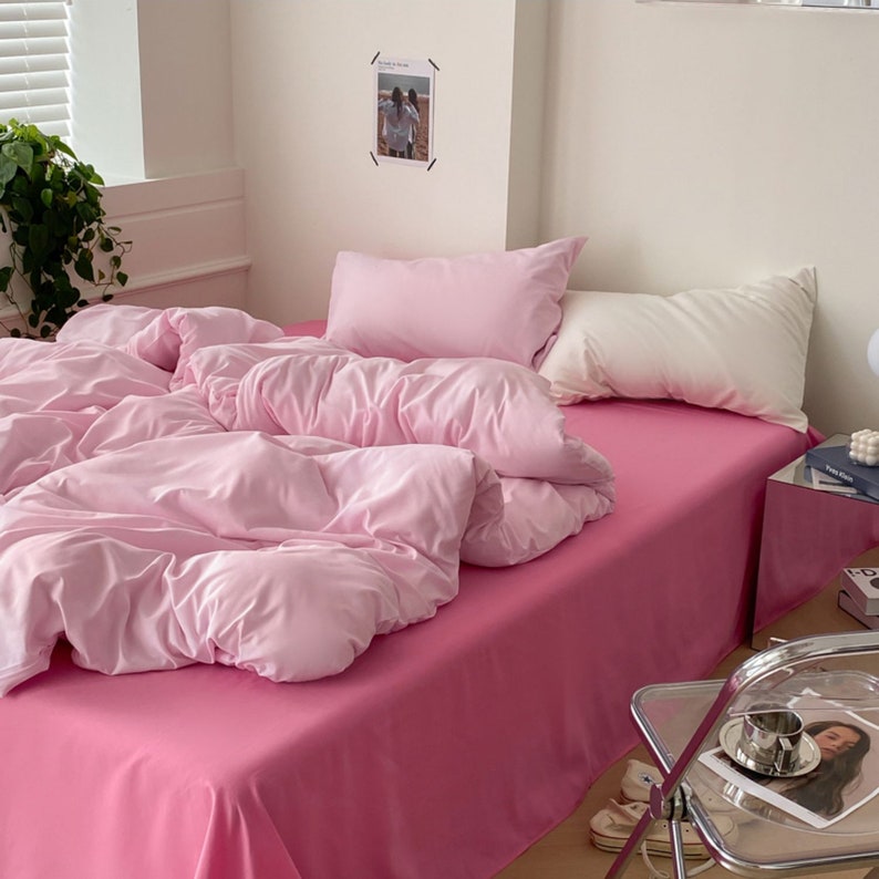 Mix Pink Bedding Set Preppy Y2k Room Decor Aesthetic Pillow - Etsy