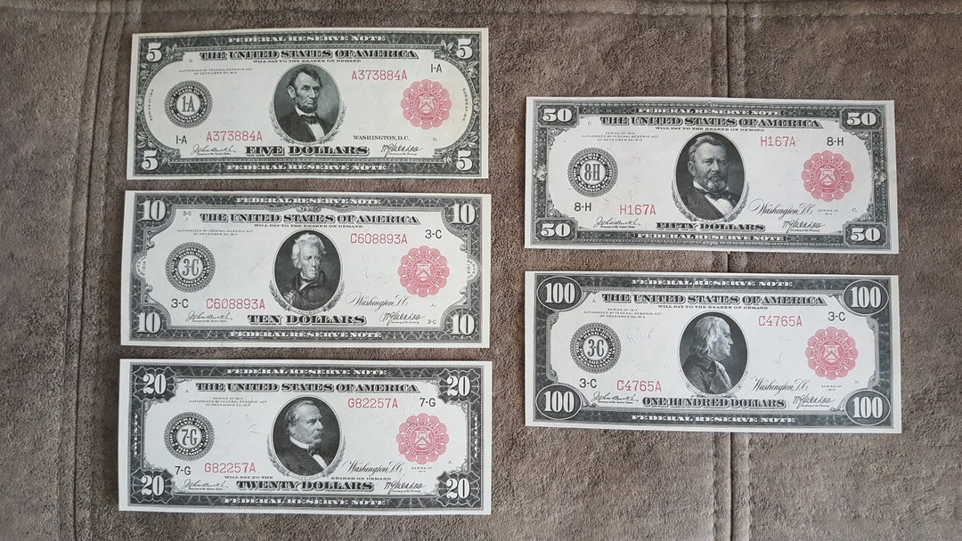 Quality Copies With W/M United States Banknotes 1914 Y. RED S/N FREE ...