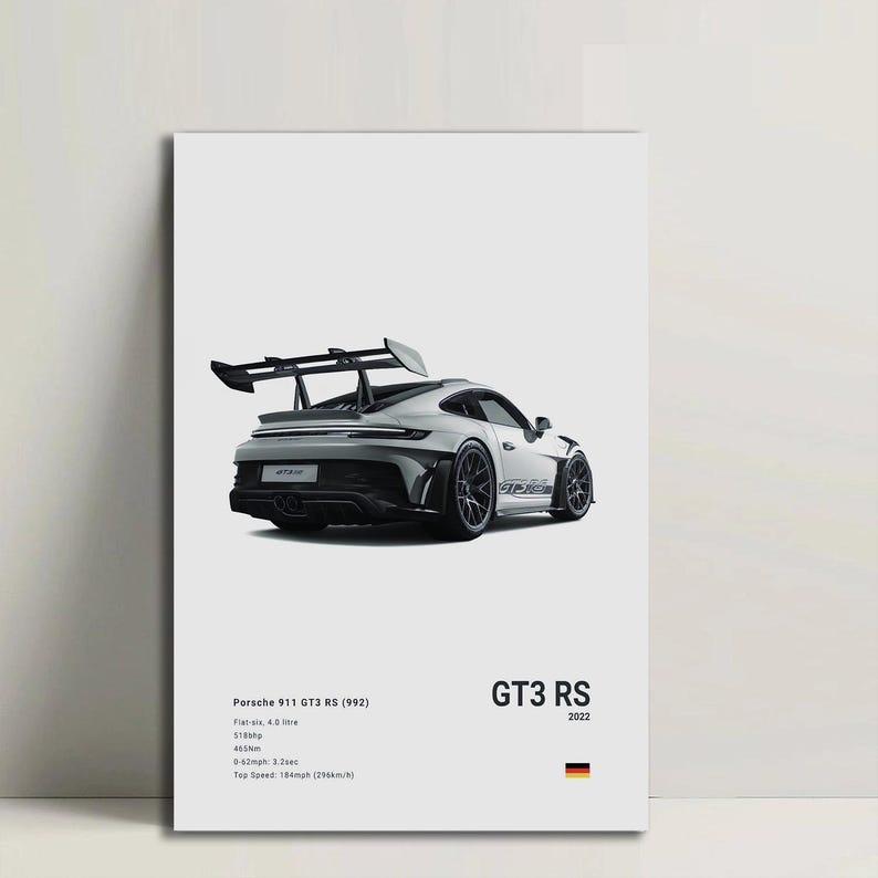 Porsche 911 GT3 RS Poster | 992 | Car Print | Hyper Car Poster | Super ...